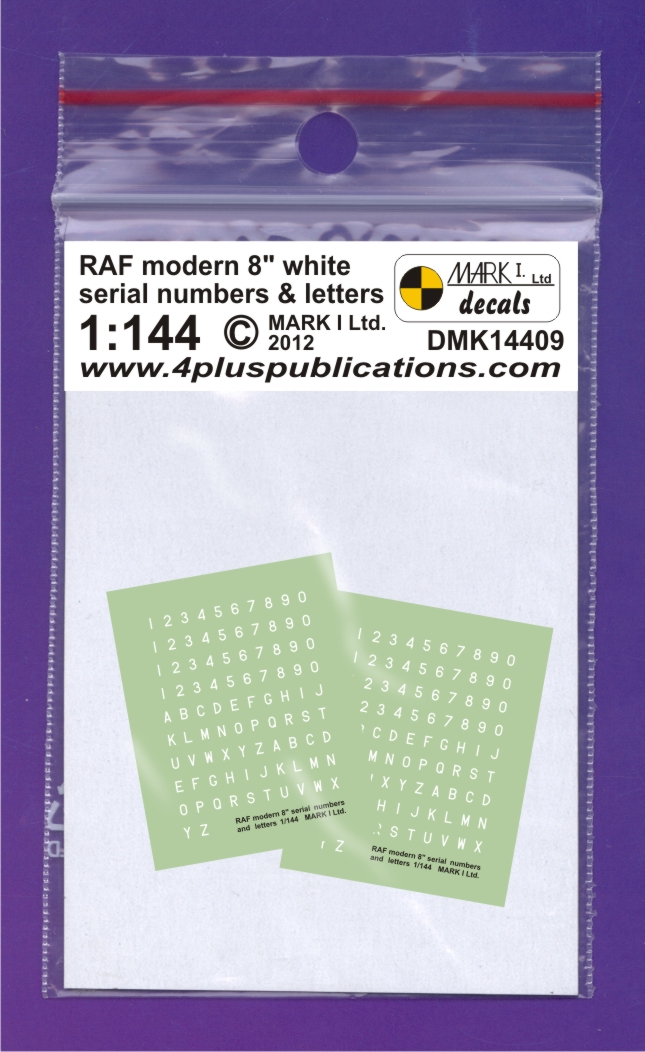 RAF Modern 8' Serial Numbers & Letters – White (2 sheets) Mark I Decals ...