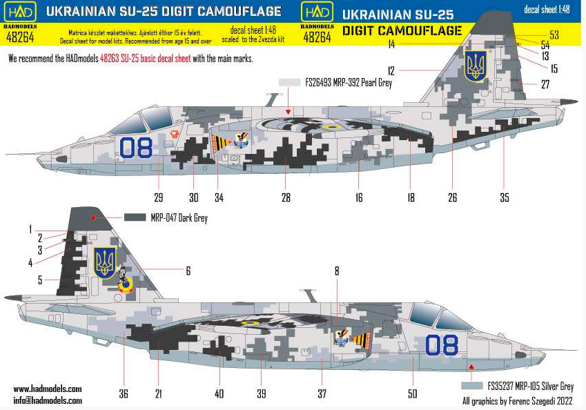 SU-25 Ukrainian Digit Camouflage HAD Models 48264 SU-25 Ukrainian Digit Camouflage HAD Models 48264